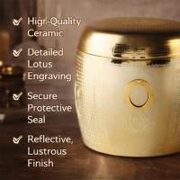 China Luxury Gold Ceramic Memorial Urn Precise Detailing For Human Ashes for sale