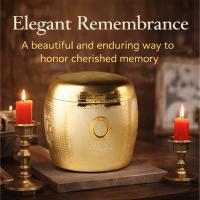 China Luxury Gold Ceramic Memorial Urn Precise Detailing For Human Ashes for sale
