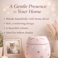 China Cute Cat Design Ceramic Pet Cremation Urn Pink Color Star Pattern Porcelain Urn for sale