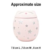 China Cute Cat Design Ceramic Pet Cremation Urn Pink Color Star Pattern Porcelain Urn for sale