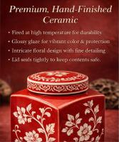 China Customized Floral Pattern Ceramic Pet Urns , Pet Memorial Urn Box Multiple Colors for sale