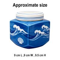 China Hexagon Ceramic Pet Ashes Urn Ocean Wave Theme Ceramic Urns For Dogs for sale