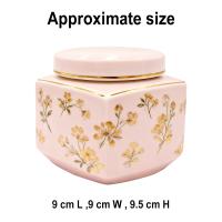 China Smooth Glossy Finish Ceramic Pet Cremation Urns With Gold Floral Accents for sale