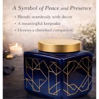 China Ceramic Modern Small Pet Cremation Urns With Hexagon Gold Lid Custom Designed for sale