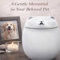 China Custom Shapes Ceramic Cat Cremation Urn Minimalist Pet Ashes Keepsake Box for sale