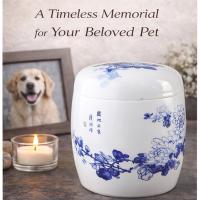 China Blue and White Porcelain Cremation Urns for Human Ashes Traditional Floral for sale