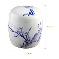 China Blue White Porcelain Adult Urn for Human Ashes Traditional Chinese Pattern for sale