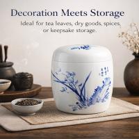 China Blue White Porcelain Adult Urn for Human Ashes Traditional Chinese Pattern for sale