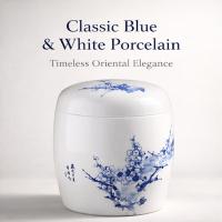 China Hand Painted Blue And White Ceramics Memorial Urns OEM ODM Supported for sale