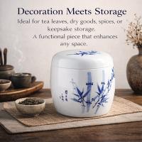 China Traditional Style Blue and White Porcelain Cremation Urns for Human Ashes for sale