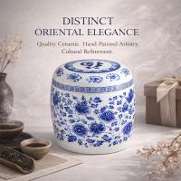 China Hand Painted Ceramic Adult Human Ashes Urn Blue and White Porcelain Cremation Urn for sale