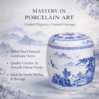 China Traditional Chinese Blue and White Ceramics Cremation Urn Adult Landscape Crane Design for sale
