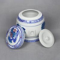 China Decorative Classic Blue White Porcelain Funeral Urn For Human Ashes Wholesale for sale