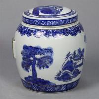 China Chinese Style Blue White Porcelain Funeral Urn Adult Memorial Urn Hand Painted for sale