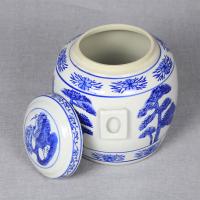 China Traditional Blue And White Ceramics Memorial Urn Adult Size Landscape Design for sale