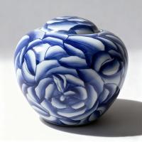 China Blue And White Ceramic Cremation Jar Adult Human Ashes Remembrance Moisture Resistant for sale