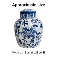 China Blue White Ceramic Jars for Adult Memorial Ashes Floral Artwork OEM ODM for sale