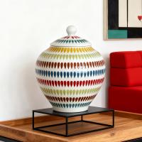 China Custom Size Ceramic Canister Jar Colorful Teardrop Pattern For Home Decor for sale