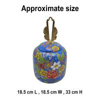 China Decorative Ceramic Jars Ceramic Storage Jar with Lid Blue Floral Pattern Gold Handle for sale