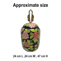 China Custom Design Vintage Style Ceramic Storage Jar Floral Pattern With Gold Lid for sale