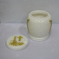 China Personalized White Marble Christian Urn For Human Ashes Polished Finish for sale