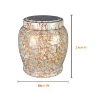 China Classic Veined Marble Cremation Urn Stone Memorial Ashes Container Round Shape for sale