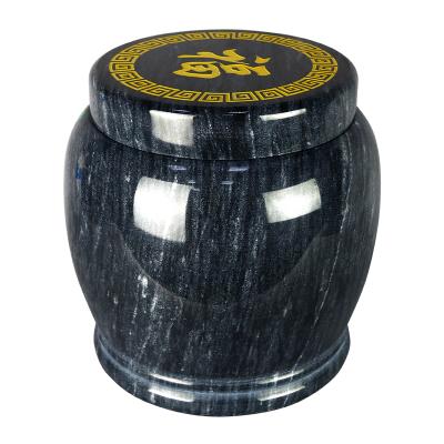 China OEM Black Marble Urns For Human Ashes , Memorial Ashes Jar Weather Resistant for sale