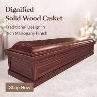 China Traditional Style Solid Wood Funeral Caskets Wooden Caskets For Cremation Ashes for sale