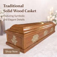 China Traditional Solid Wood Casket Custom Shape Elegant Design Burial Coffin for sale
