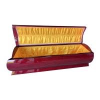 China OEM Custom Wood Caskets Polished Finish Classic Burial Casket With Gently Curved Lid for sale