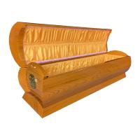 China Modern Classic Wooden Caskets For Human Ashes Sleek Lines Solid Wood Coffin for sale