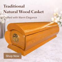 China Modern Classic Wooden Caskets For Human Ashes Sleek Lines Solid Wood Coffin for sale