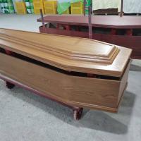China Custom Size Solid Wooden Coffins Natural Oak Tone Finish For Burial for sale