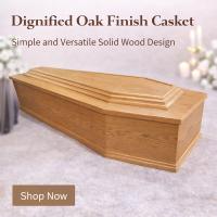 China Custom Size Solid Wooden Coffins Natural Oak Tone Finish For Burial for sale