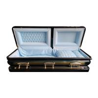 China Modern Gold Finish Wooden Cremation Coffins With Hardware Custom Design for sale