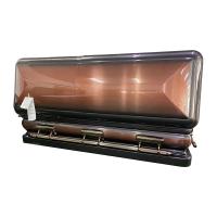 China Smooth Surface Gold Tone Wood Burial Coffin Distinguished Appearance Customization for sale