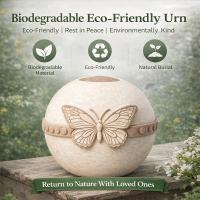 China Compostable Cremation Urn With Butterfly Band , Biodegradable Containers For Ashes for sale