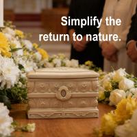 China Biodegradable Cremation Urn Box Eco Memorial Casket With Refined Embossed Details for sale
