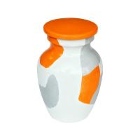 China OEM Adult Ceramic Cremation Burial Urns Orange Abstract Memorial Urns For Ashes for sale