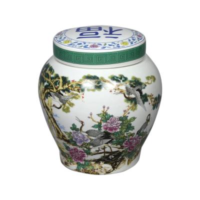 China Smooth Finished Ceramic Adult Urns Traditional Landscape Painting Break Resistant for sale