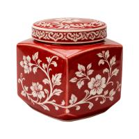 China Customized Floral Pattern Ceramic Pet Urns , Pet Memorial Urn Box Multiple Colors for sale