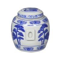 China Traditional Blue And White Ceramics Memorial Urn Adult Size Landscape Design for sale