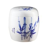 China Traditional Style Blue and White Porcelain Cremation Urns for Human Ashes for sale