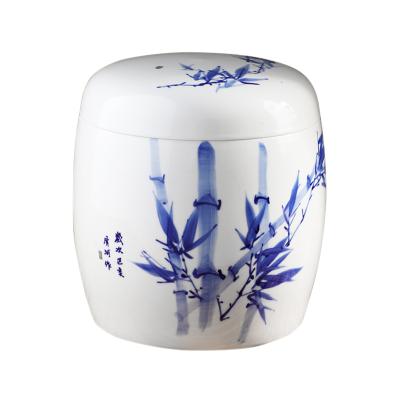 China Traditional Style Blue and White Porcelain Cremation Urns for Human Ashes for sale