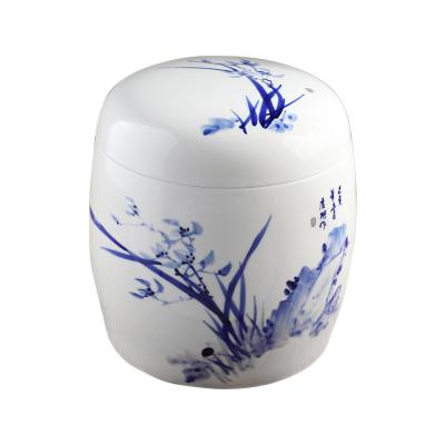China Blue White Porcelain Adult Urn for Human Ashes Traditional Chinese Pattern for sale