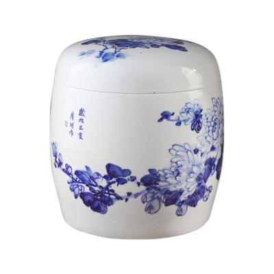 China Blue and White Porcelain Cremation Urns for Human Ashes Traditional Floral for sale
