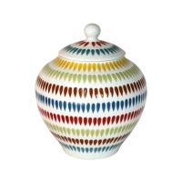China Custom Size Ceramic Canister Jar Colorful Teardrop Pattern For Home Decor for sale