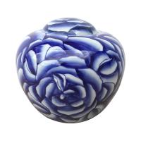 China Blue And White Ceramic Cremation Jar Adult Human Ashes Remembrance Moisture Resistant for sale