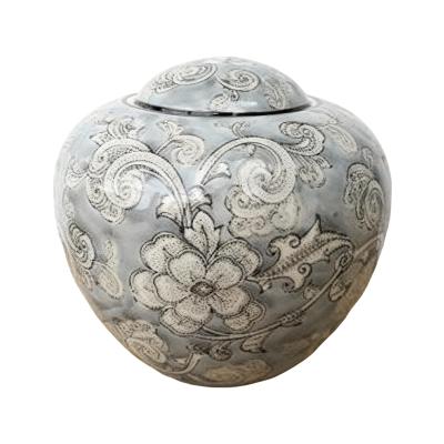China Glossy Finish Ceramic Cremation Ash Jar For Adult Human / Baby Ashes In Loving Memory for sale