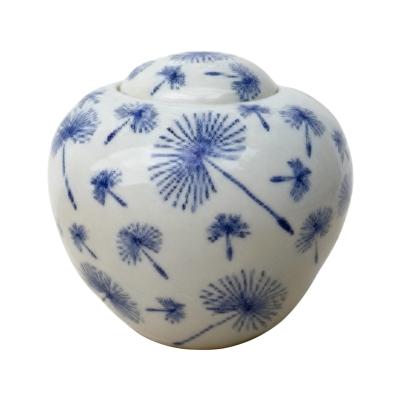 China Cylindrical Shape Ceramic Cremation Jar For Adult Human Ashes Glossy Memorial Container for sale